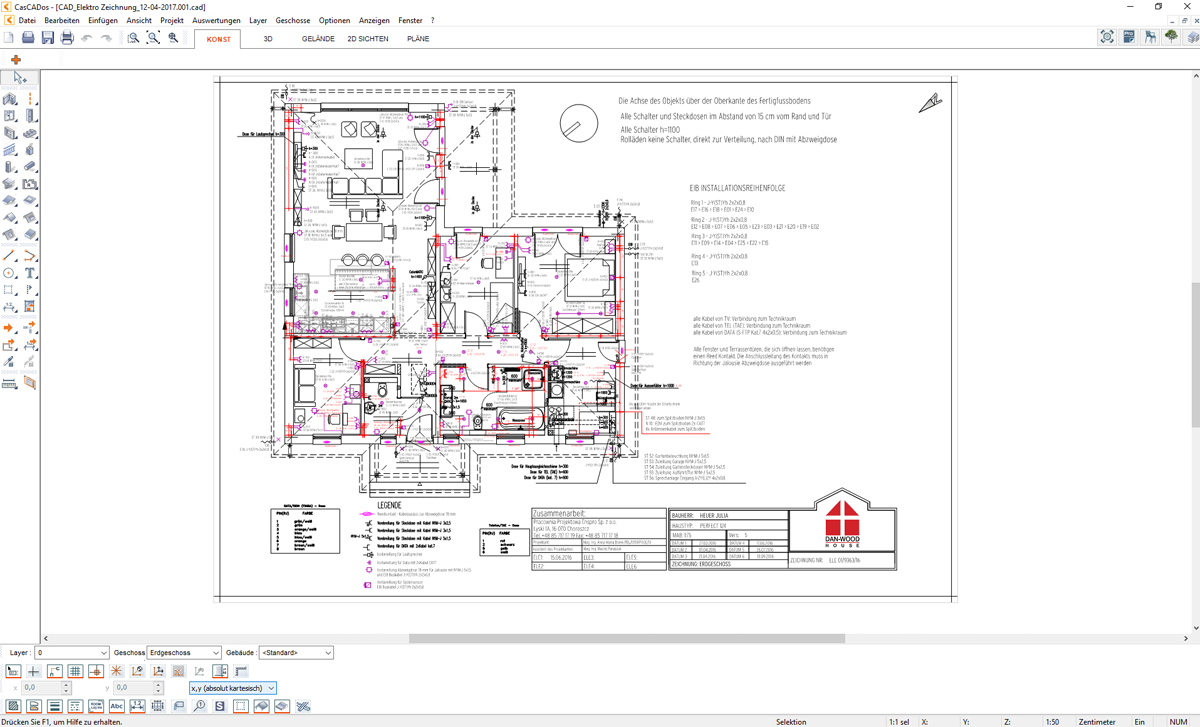 CAD Datei – Elektroplan Danwood Perfect 124 - Bautagebuch-MV